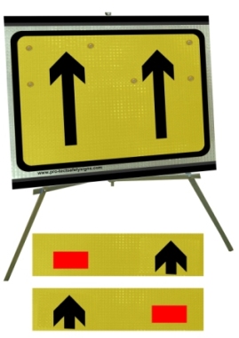 PS7205 Lane Closure Left,Right 1050mm x 750mm | Roll Up Tripod Signs ...