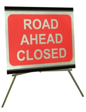 PS7010.13 Road Ahead Closed 1050mm x 750mm | Roll Up Tripod Signs ...