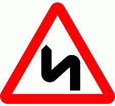 DOT513 Double bend first to left | triangular warning signs | Road ...